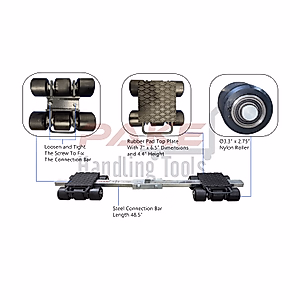Pake Handling Tools Steerable Skates Kits- Heavy Duty Durable Machinery Moving Dolly 18 Ton Capacity (39,600 pounds)