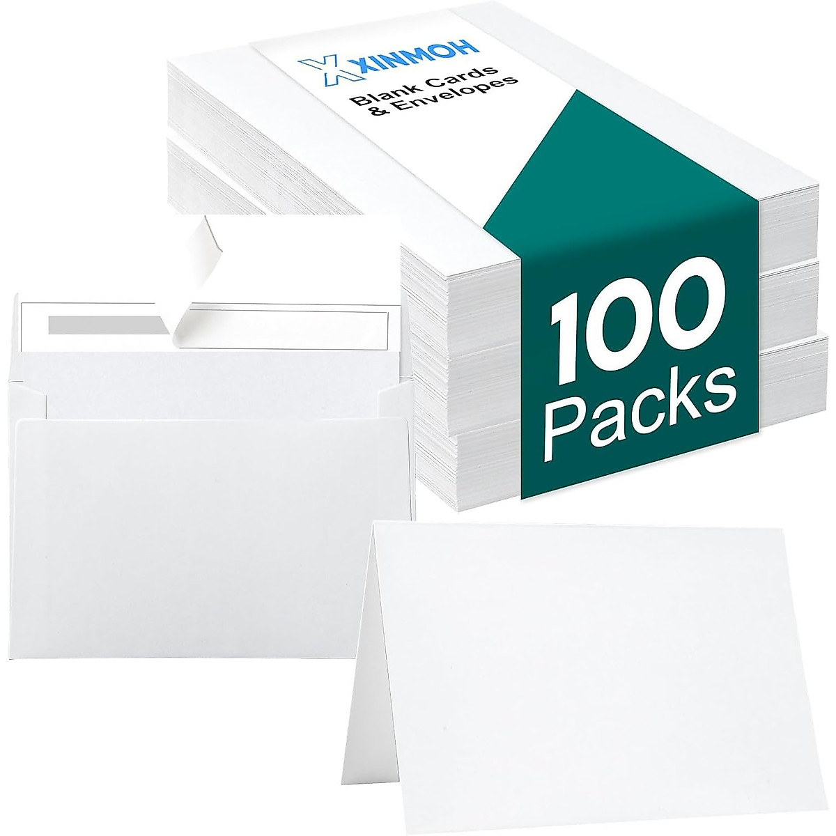 100 Pack White Blank Cards and 100 Pack Envelopes 4x6, Note Greeting Cards and Envelopes Set, Folded Cardstock with Self-Seal Envelopes for DIY Greeting Thank you Cards, Invitations in All Occasions