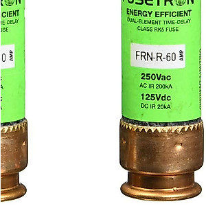 Bussmann BP/FRN-R-60 60 Amp Fusetron Dual Element Time-Delay Current Limiting Class RK5 Fuse, 250V Carded UL Listed, 2-Pack