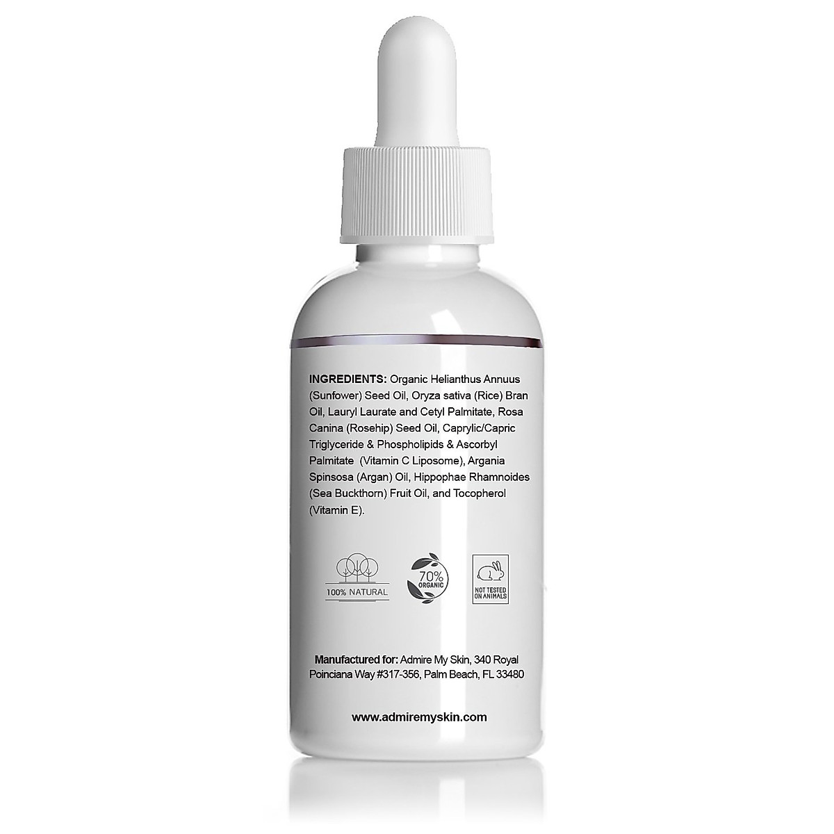 Admire My Skin Vitamin C Gua Sha Oil for Face - Organic Facial Oil for Glowing Skin with + Argan & Rosehip Oils - For a Dewy, Youthful Glow 1oz