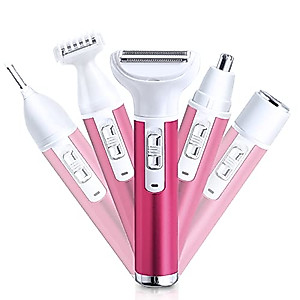 Electric Razor for Women Removal for Body Nose Hair Trimmer Face Shavers Eyebrow Legs Armpit Bikini Area Pubic Underarms Painless Rechargeable Portable 5 in 1 Womens Razors Set