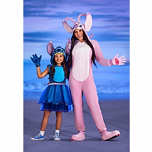 Fun Costumes Disney Lilo and Stitch for Adults, Women's Angel Onesie Outfit with Character Hood, Gloves, and Shoe Covers Medium Pink