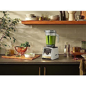 Vitamix A3500 Ascent Series Smart Blender, Professional-Grade, 64 oz. Low-Profile Container, White with Gold Accents