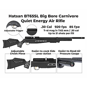 Wearable4U - Hatsan BT 65 SL QE Big Bore Carnivore .30 Cal PCP Air Rifle w/Scope and 100 Paper Targets and 100x .30 Cal Pellets Bundle