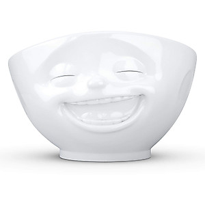 FIFTYEIGHT PRODUCTS TASSEN Porcelain Bowl, Laughing Face Edition, 16 oz. White, (Single Bowl) for Serving Cereal, Soup