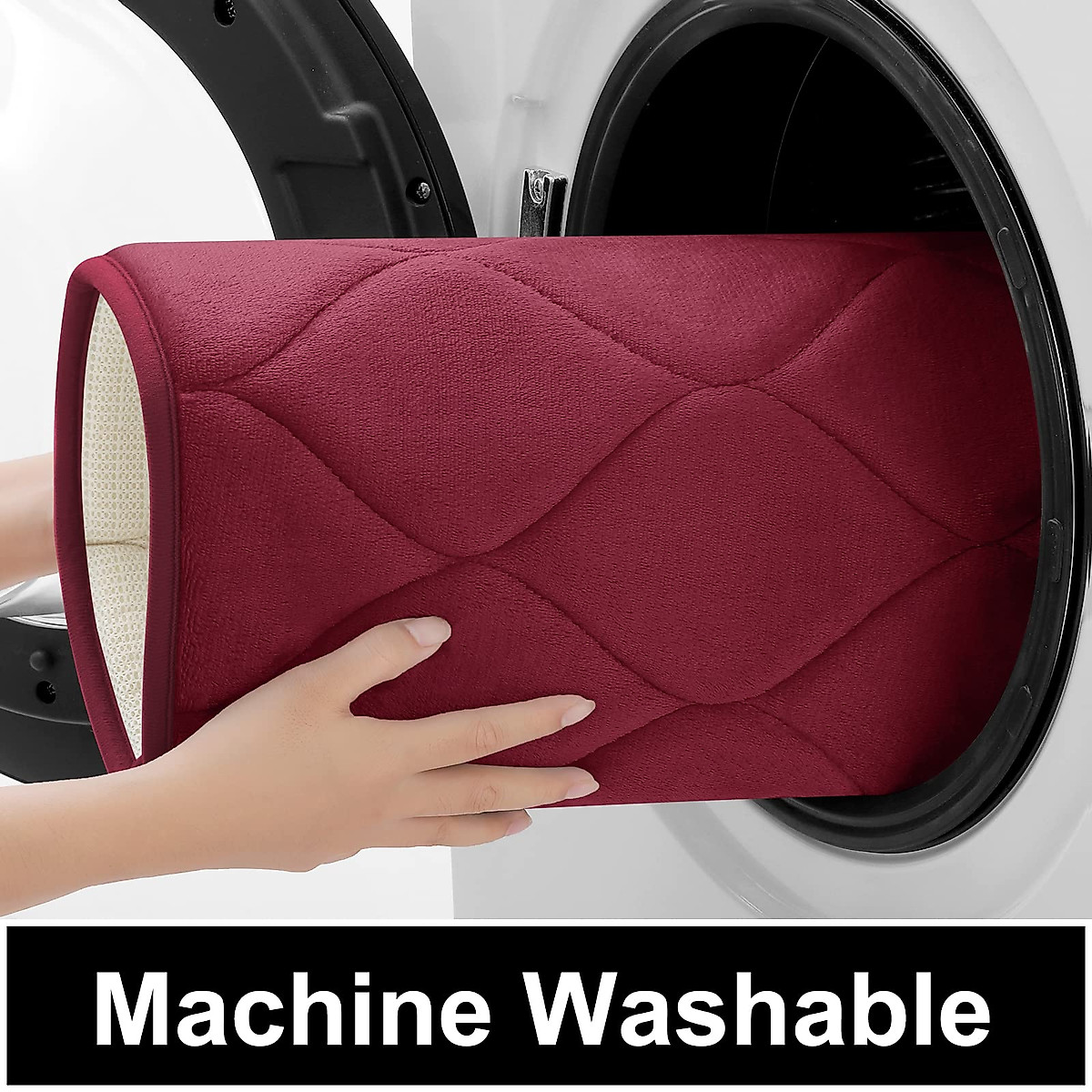 Colorxy Memory Foam Bathroom Rugs, Ultra Soft & Non-Slip Bath Mat, Water Absorbent and Machine Washable Bath Carpet Rug for Shower Bathroom Floor Rugs, 24''x16'', Burgundy