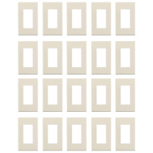 Leviton 80301-ST 1-Gang Decora Plus Wallplate Screwless Snap-On Mount, Light Almond, 20-Pack