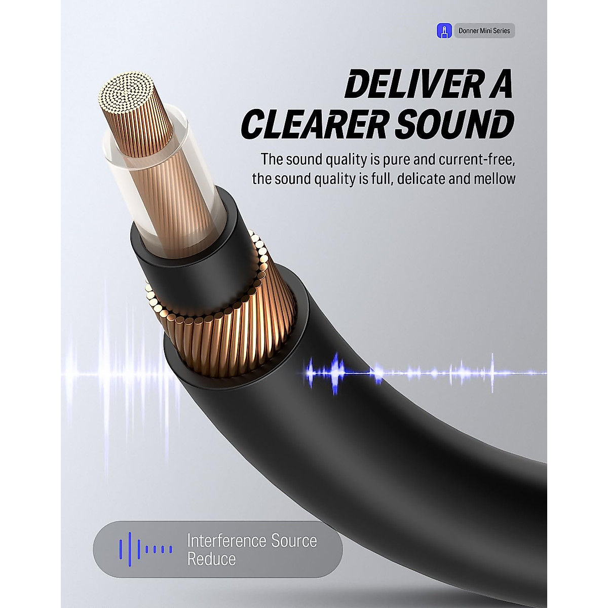 Donner Flat Patch Cables for Guitar Effect Pedal 12 Inch Save Space Clear Sound 1/4" TS Right Angle 6 Packs