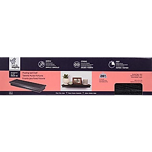 HIGH & MIGHTY 515611 Decorative 24" Floating Shelf Holds up to 20lbs, Easy Tool-Free Dry Wall Installation, Beveled, Retail Packaging, Black