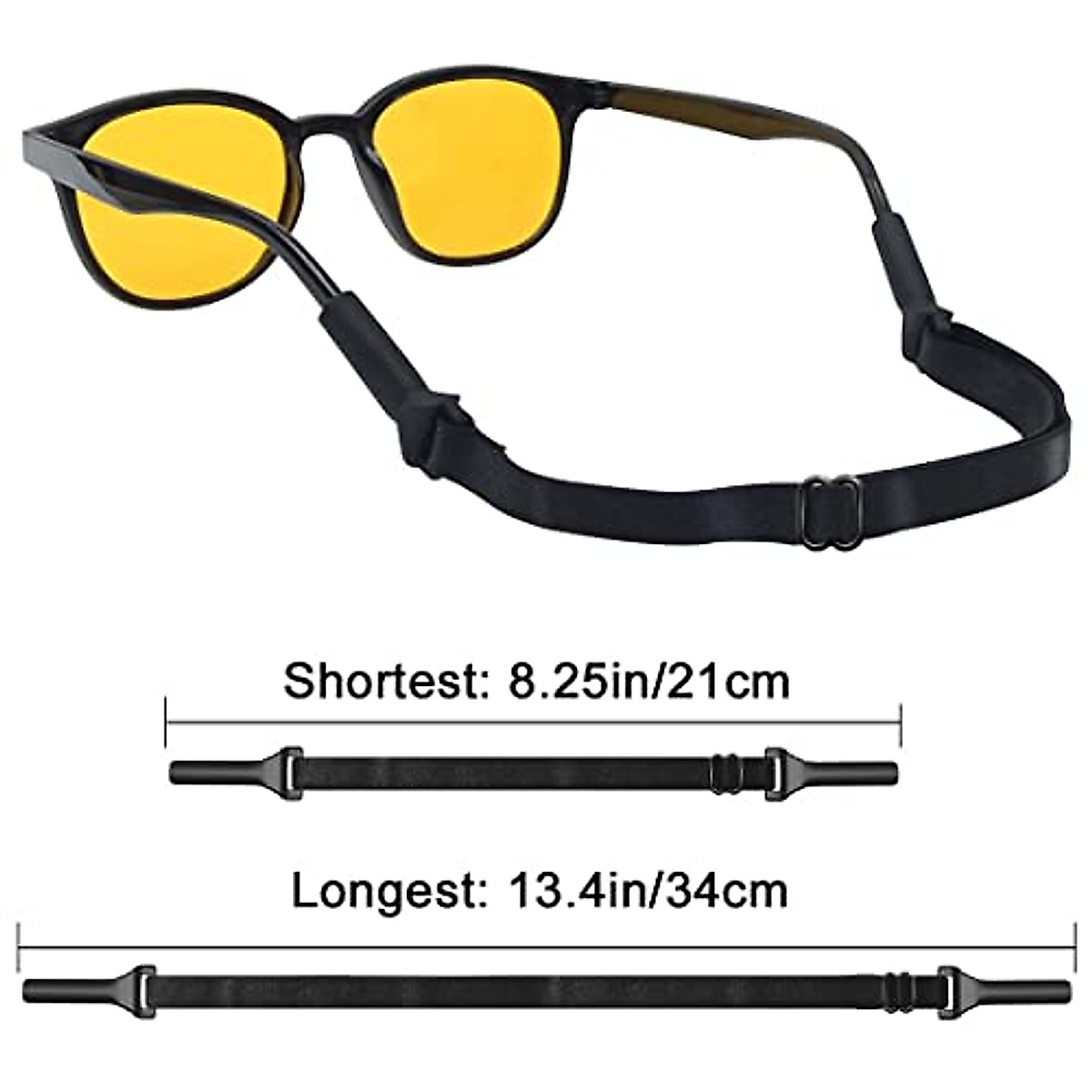Festty Glasses Strap Sports, Sunglasses Strap for Kids Men Women, Adjustable Eyeglasses Strap Holder, Sports Eye Glasses Strap, Eyeglass Strap for Sports, Black/3PCS