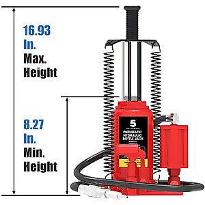 TCE Pneumatic Air Hydraulic Car Bottle Jack for Auto Repair and House Lift, 5 Ton