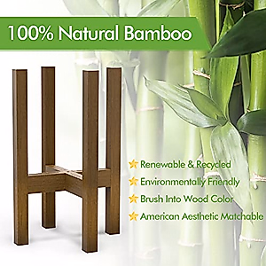 Plant Stand for Indoor Plants, Mid Century Modern Adjustable Bamboo Plant Stand Indoor Plant Holder Rack for Living Room, Balcony Fits 8,10,12 inch Pots Corner Plant Stand Easoger (1 Pack, Plant Stand Only)