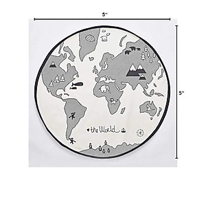 ABREEZE Adventure World Map Pattern Baby Play Mat,Crawling Mats Floor Playmat Activity Round Rug for Infant Child Kids 53 Inches