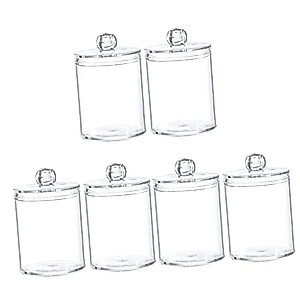 Veemoon 6 pcs Swab Swabs Salts Round Holder Tip Rounds Gauze Floss Organization Container Clear Acrylic Sundries Organizer Organizers Q Bathroom Canister Ball Convenient Home Dispenser
