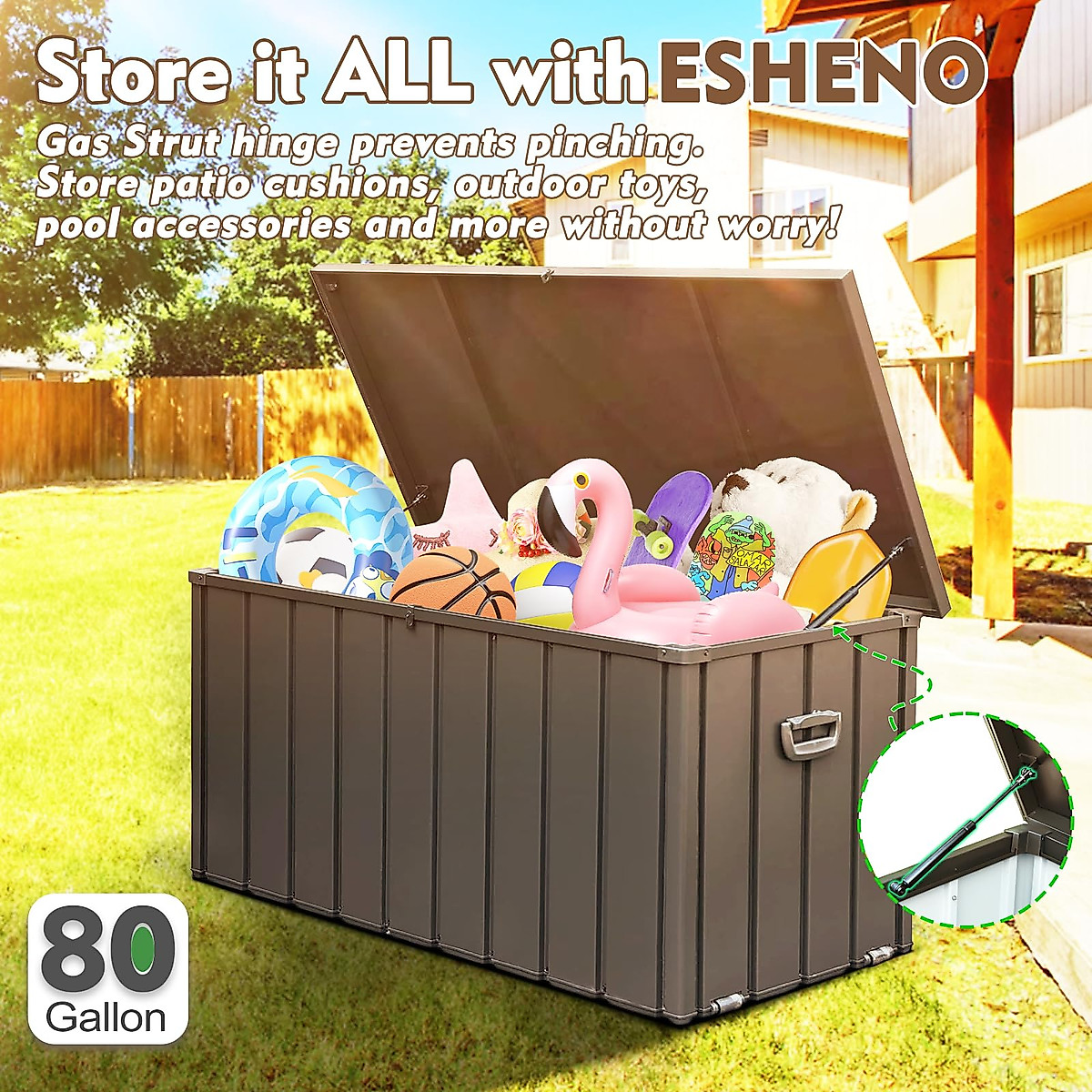 200 Gallon Deck Box, Large Steel Outdoor Storage Box Waterproof, Lockable Patio Storage Box with Side Handle & Mobility Rollers, Outdoor Deck Box Storage Cabinet for Outside Cushions, Garden Tools