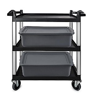 Jnktka 13 L Plastic Bus Tub with Lid, Set of 3, Grey Commercial Bus Pan for Multipupose