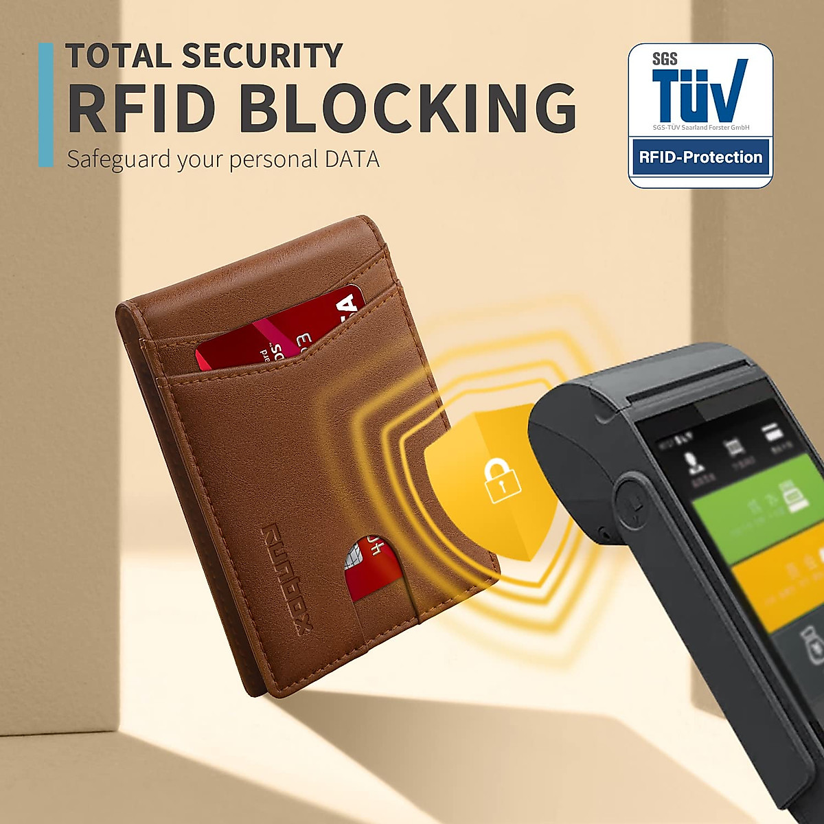 RUNBOX Wallet for Men,Mens Wallet,Slim Leather Bifold,RFID Blocking 8 Slots Gift Box