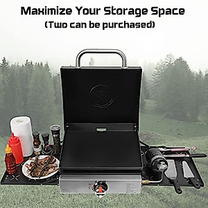 AOKEMAi Grill Side Table for Blackstone 17/ 22/ 28 Inch, Griddle Side Stand Shelf, 22" Blackstone Griddle Caddy, Blackstone Accessories Space Saving BBQ Spatula Holder, for Outside Patio &Camping