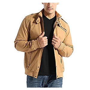 Buytop Men's Casual Winter Cotton Military Jackets Outdoor Full Zip Army Coat(813Black-M)