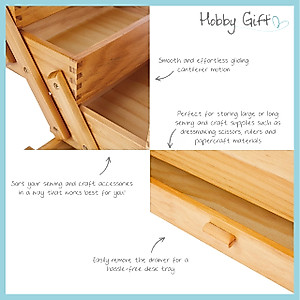 Hobby Gift Wooden Cantilever Sewing Crafting Hobby Storage Box, Wood, Assorted, 23.5 x 45 x 32 cm