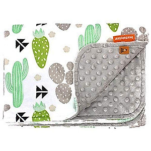 Dear Baby Gear Baby Blankets - Nursery Blankets for Newborn - Crib Bedding - Soft Blanket for Infant - Blanket for Boys & Girls - 40" x 30" (Succulents Cactus Cacti, Light Gray Dot)