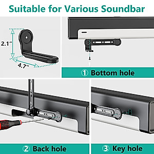WALI Universal Sound Bar Mount - Compatible with Samsung, Sony, Vizio, Bose, LG, and Roku Sound Bars, Fits Most 23-90 Inch TVs, Adjustable Angle, Supports 33 lbs, Easy Installation, Black