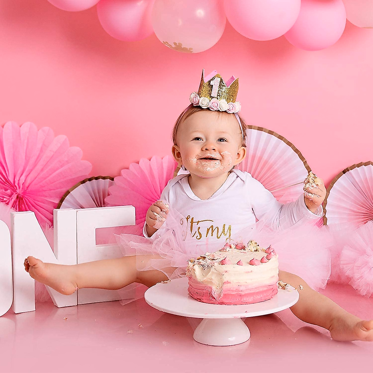 Baby Birthday Crown, Birthday Party Hat for 4 Years Girls Boys Unisex Tiara Photo Props Decorations Birthday Gifts