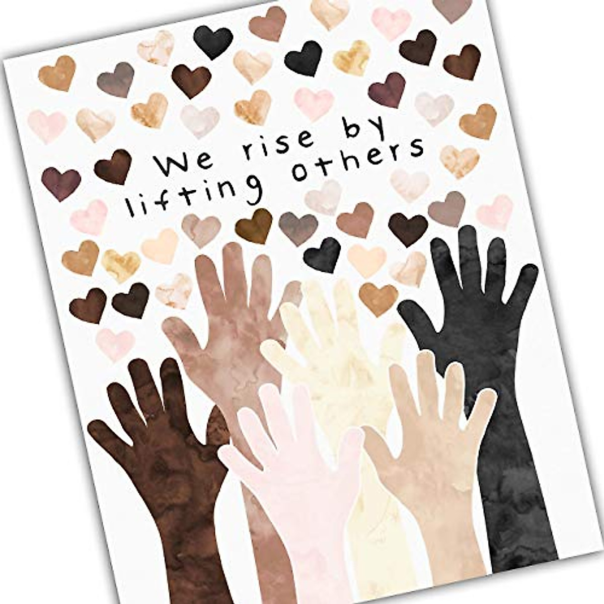 Diversity Art for Kids We Rise By Lifting Others Different Races Kids of Multiple Ethnicities Promote Unity Celebrate Diversity UNFRAMED Poster 5x7" 8x10" 11x14" 16x20" 24x36"
