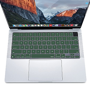 MOSISO Keyboard Cover Skin Compatible with MacBook Air 15 inch M3 A3114 M2 A2941/Air 13.6 A3113 A2681/Pro 14/16 M4 M3 M2 M1, Peacock Green