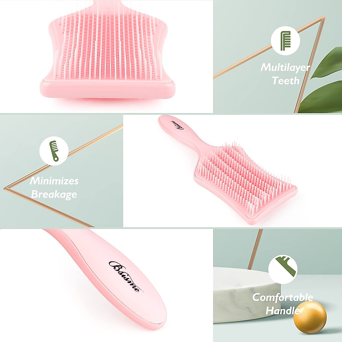 Detangler Brush, Detangling Hair Brushes for Women Men Girls Kids, Paddle Detangle Brush for Wet Dry Natural Curly Thick Fine Afro Hair, Styling Brush Gently Glide Through Knots Promotes Healthy Hair