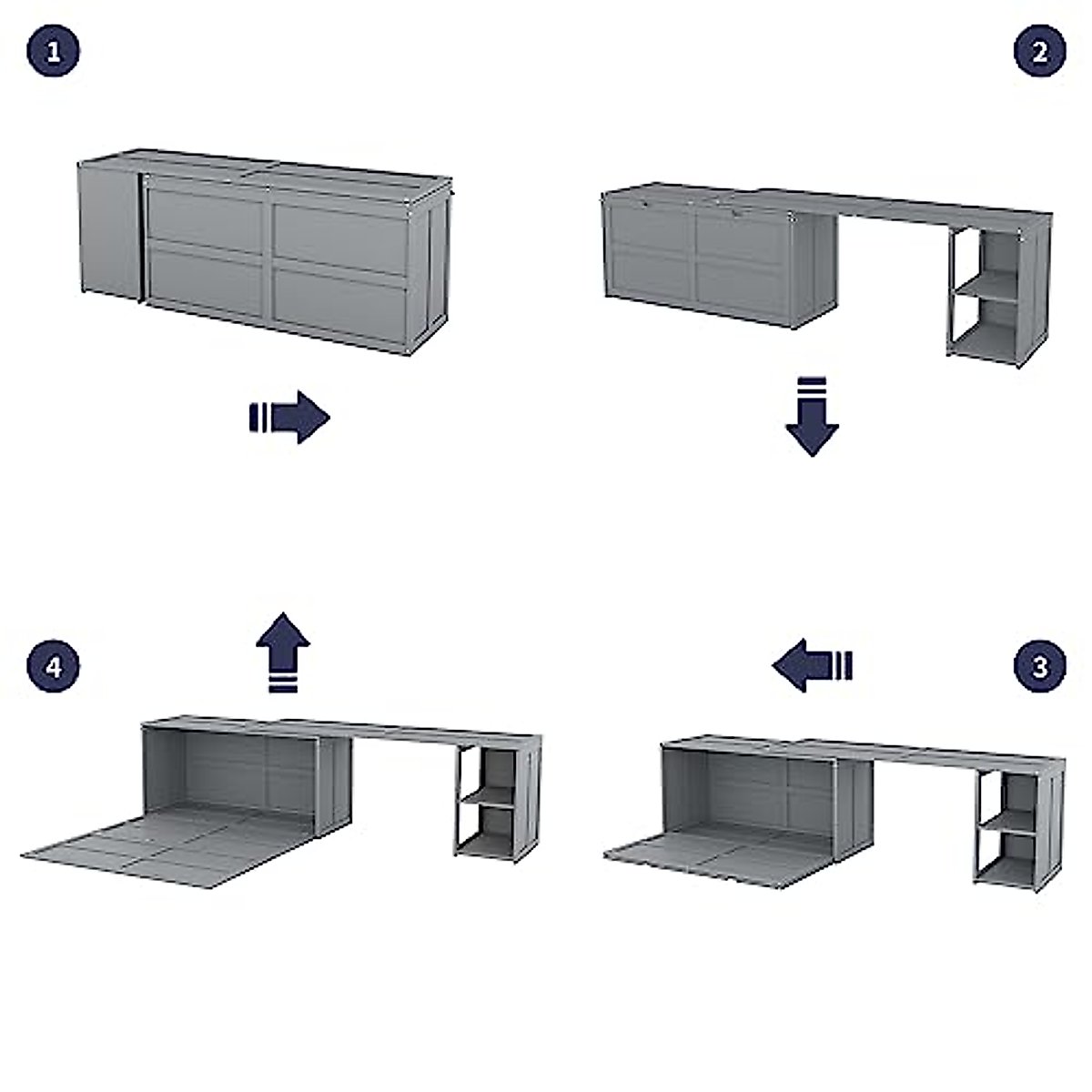 Murphy Bed with Rotable Desk,Queen Size Space-Saving Platform Bed Frame with Storage Desk for Bedroom,Easy to Assembly, No Need Spring Box (Grey)