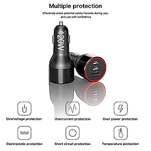 120W USB C Car Charger, URVNS 3-Port PD 100W PPS 45W QC 30W Super Fast Charging LED Laptop USB-C Car Adapter for iPhone 14 13 12 Pro Max Samsung S21 Ultra Note 20 iPad MacBook Pro Air