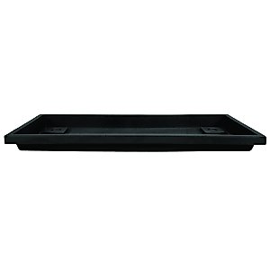 The HC Companies 23.5 Inch Venetian Rectangular Plant Saucer - Indoor Outdoor Plastic Plant Trays for Pots - 23.5"x7.5"x1.3" Black