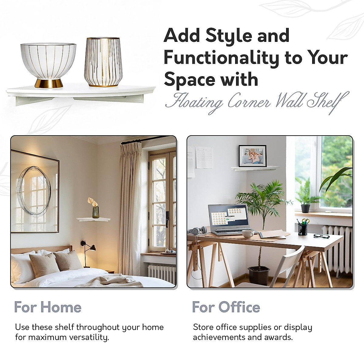 InPlace Shelving 0199020 W x 10 in D x 1.88 in H, White Corner Shelf Kit