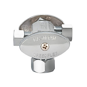 Eastman 5/8 Inch OD Compression x 3/8 Inch OD Compression (1/2 Inch Nom.) Dual Outlet/Dual Handle Stop Valve, Brass Plumbing Fitting, Chrome, 04352LF