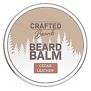 Crafted Beards - Beard Balm - Beard Wax - Mustache Wax - Light Hold - For a Softer, Smoother, Moisturized Beard - Made with All-Natural and Organic Ingredients - Leave in Conditioner (Cedar Leather)