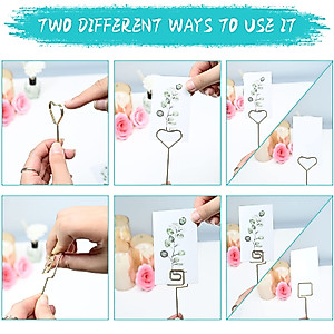 Zreneyfex 30 Pieces 13 Inch Metal Wire Floral Picks Wire Table Name Number Picture Holder Place Card Holders Photo Holder Stand Memo Holder for Wedding Birthday Party Favor