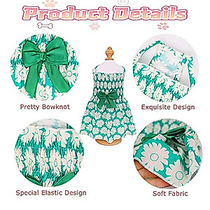 Albrost 4 PCs Dog Bow-Knot Floral Dress, Pet Princess Dresses for Small Girl Dog, Braces Suspender Skirt, Puppy Summer Sundress Doggy Outfit Dogs Cats Rabbits (Small)