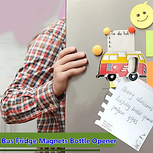 2-Pack Bottle Openers Magnet with Fridge Sticker Refrigerator Magnet Beer Bottle Openers, Christmas Bus Beer Bottle Openers for Christmas Decor Indoor Outdoor Picnic Home Kitchen Tools (Bus)