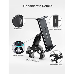 elitehood iPad Holder for Treadmill, Heavy Duty Tablet Holder for Stroller, iPad Bike Mount Compatible with 4.7-12 inches iPad, iPhone, Tablets and Cell Phones