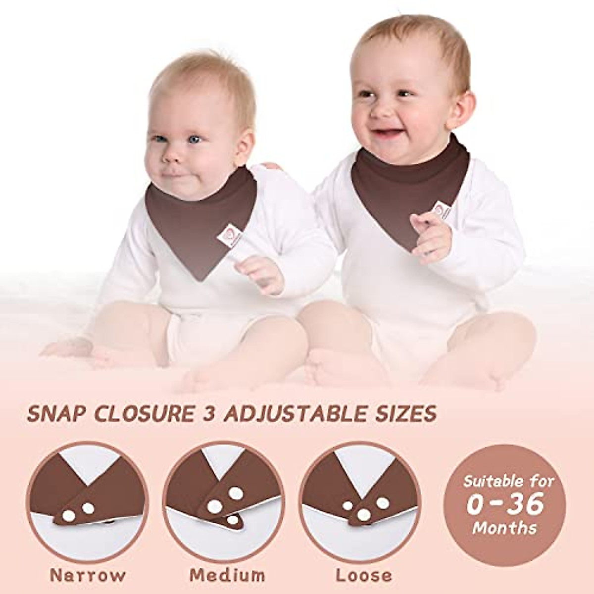 Bearmoss Muslin Baby Drooling Bibs 8 Pack, 100% Cotton Triangular Bandana Bibs Gift for Baby Girls Boys Teething Drooling (Coconut Mocha)