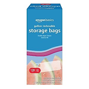 Amazon Basics Gallon Food Storage Bags, 120 Count