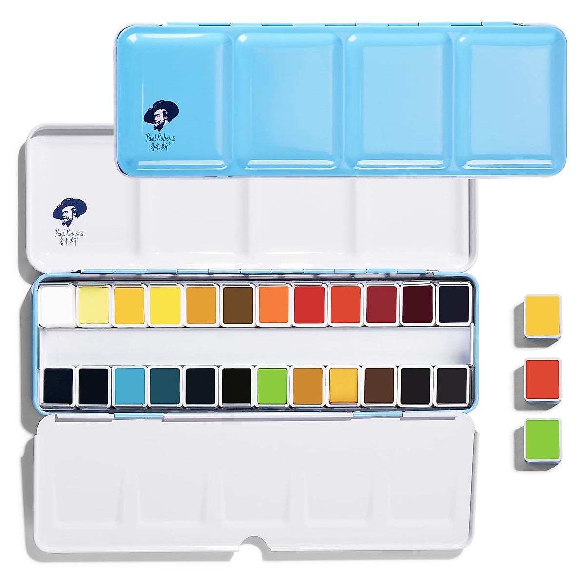 Paul Rubens Watercolor Paint Set Artist Grade, 24 Vivid Colors with Portable Metal Box for Artists, Beginners, Hobbyists, Students-Set B