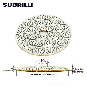 Dry/Wet 3 Step Diamond Polishing Pads 4-inch for Granite Marble Quartz Concrete