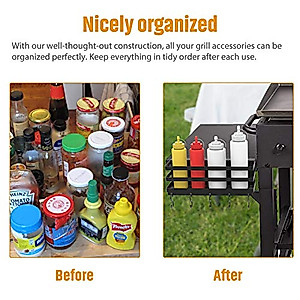 RUSFOL Upgraded Stainless Steel Griddle Caddy for 28"/36" Blackstone Griddles, with a Allen Key, Space Saving BBQ Accessories Storage Box, Free from Drill Hole&Easy to Install