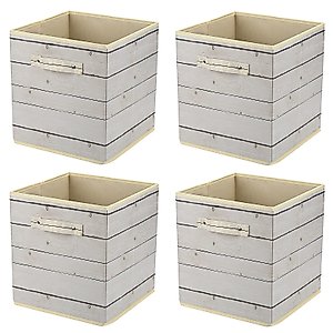 Livememory Storage Cube Bins, Fabric Storage Box Cubes Foldable Baskets Bins for Cube Organizers Home Closet Bedroom (10.5"x10.5"x11") 4 Packs