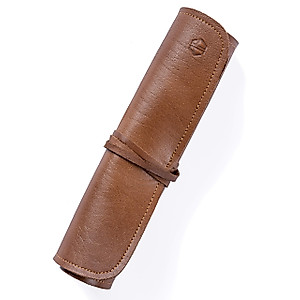 Angus Stoke Knife Roll Bag Genuine Leather – Chef`s knife bag 7 slots/for up to 11" knives – Leather Knife Case Steve (brown)