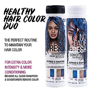 NO FADE FRESH Blue Color Depositing Shampoo - Semi Permanent Hair Color with BondHeal Bond Rebuilder - Blue Hair Dye 6.4 oz