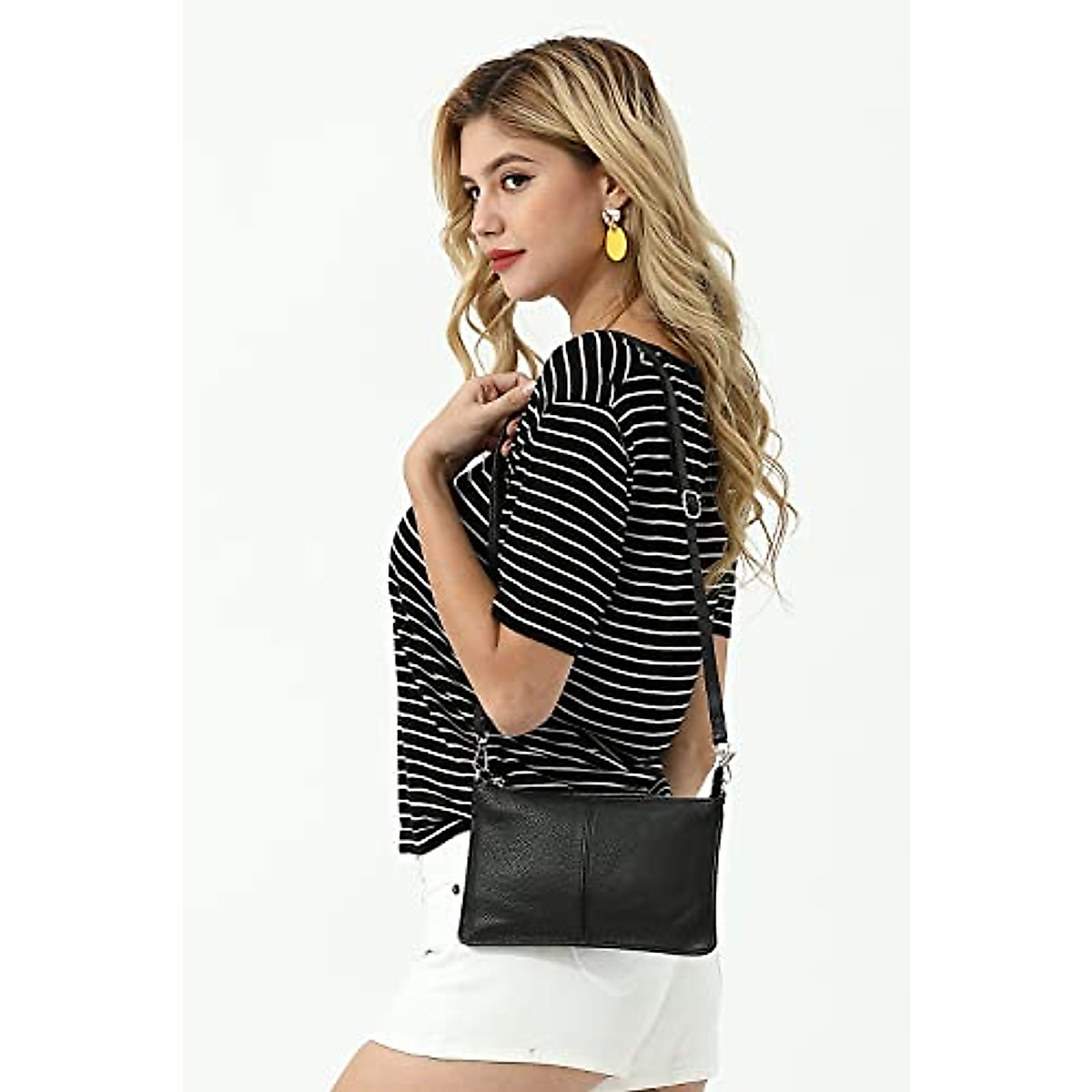 befen Black Women's Genuine Leather Wristlet Clutch Crossbody Phone Bags Wallet Purses and Handbags for Women, Fit Phone 14 Pro Max