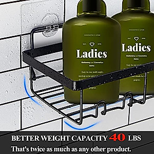 Shower Caddy Organizer & Soap Dish Holder Set, 4PCS with Removable Self Adhesive Hooks Shelf Basket Shelves for Shampoo Small Essentials Storage Bathroom Organization Kitchen Accessories Spice Racks